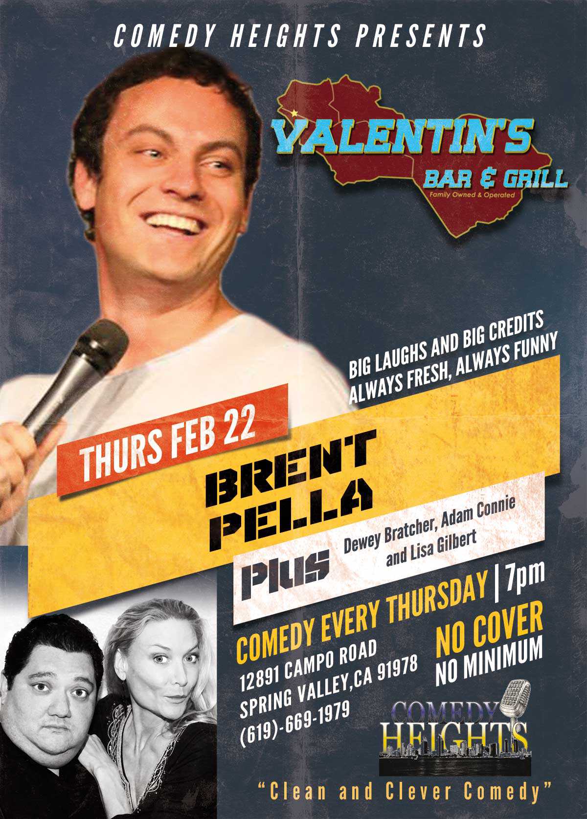 Thursday February 22nd Brent Pella comes to Valentin’s in Spring Valley ...