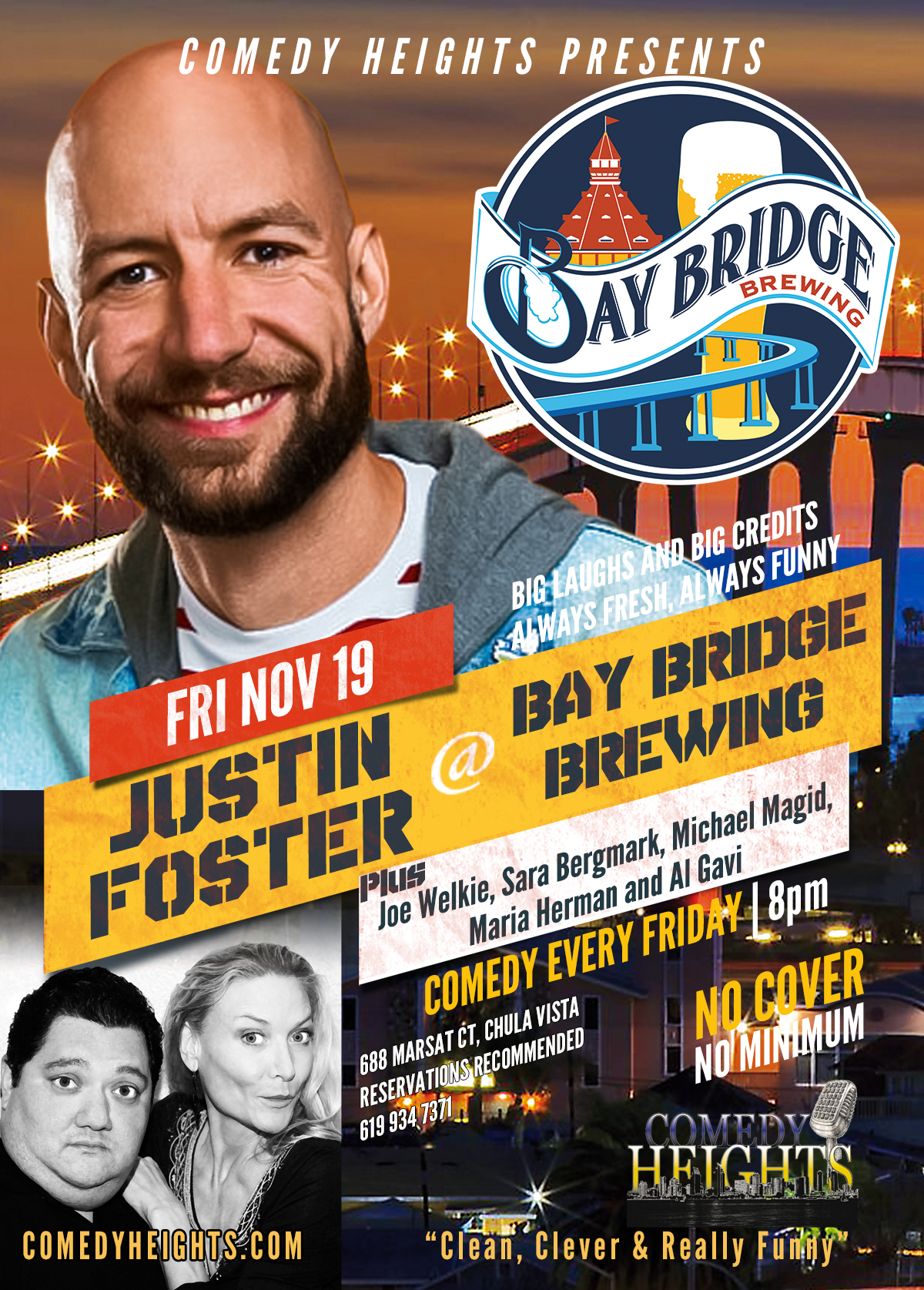 This Friday night at Comedy Heights at Bay Bridge Brewing we bring you ...